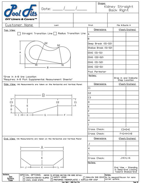 Inground Pool Liner Measurement Forms Info Pool Fits Diy