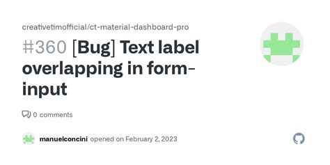 [bug] Text Label Overlapping In Form Input · Issue 360 · Creativetimofficial Ct Material