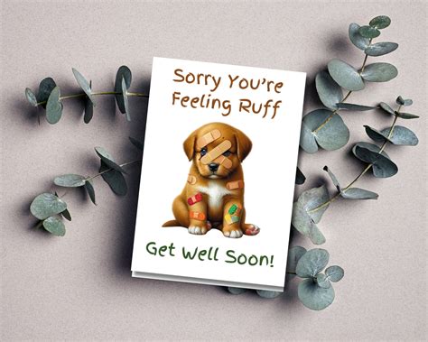 Printable Dog Get Well Card Cute Puppy Design Pdf Etsy