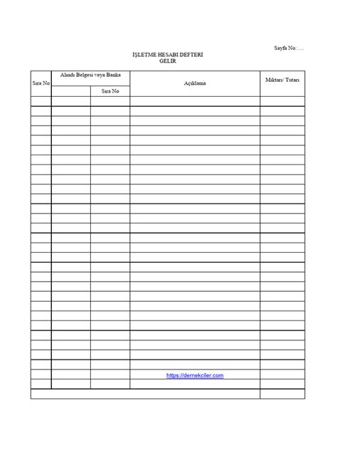 Dernek Isletme Hesabi Defter Ornegi Pdf