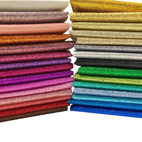 Fine Metallic Glitter Fabric Sparkly Vinyl Faux Leather Backed Decor