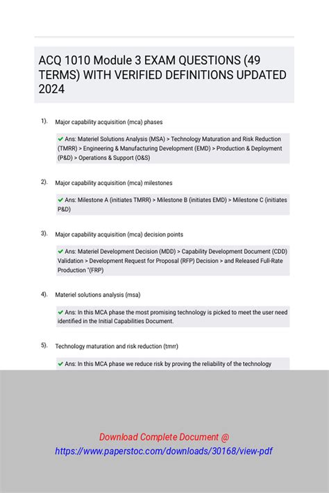 Acq 1010 Module 3 Exam Questions 49 Terms With Verified Definitions Updated 2024 In 2024 Exam