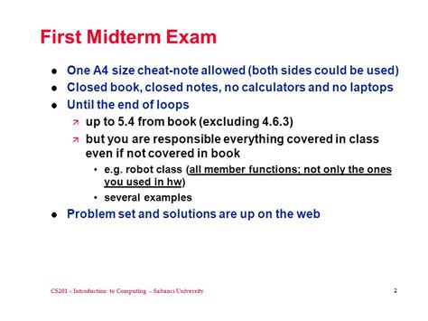 CS201 – Introduction to Computing – Sabancı University 1 First Midterm ...