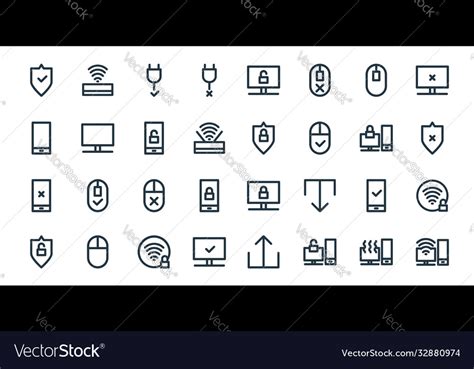 Computer Hardware Line Icons Linear Set Quality Vector Image