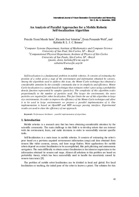 Pdf An Analysis Of Parallel Approaches For A Mobile Robotic Self Localization Algorithm