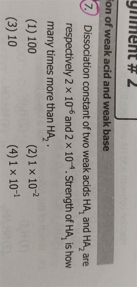 On Of Weak Acid And Weak Base Dissociation Constant Of Two Weak Acids