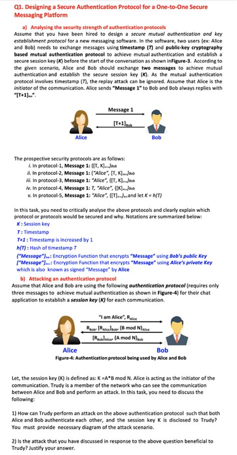 Solved Q1 Designing A Secure Authentication Protocol For A One To One 1 Answer