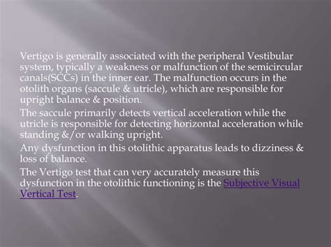 What Is Subjective Visual Vertical Diagnosis Test Svv Test Ppt