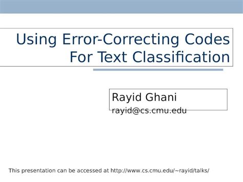 Ppt Using Error Correcting Codes For Text Classification Dokumentips