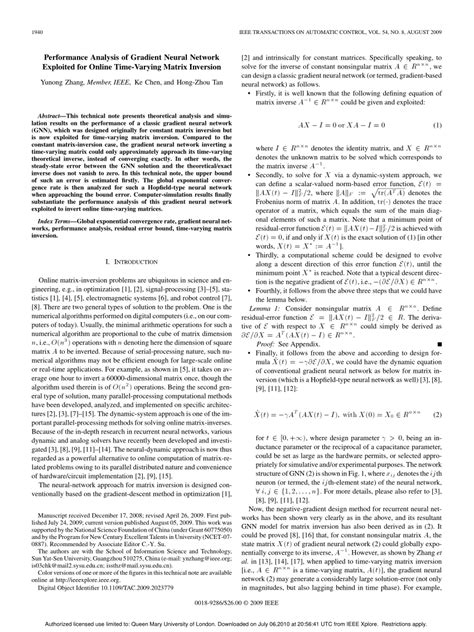 Pdf Performance Analysis Of Gradient Neural Network Exploited For Online Time Varying Matrix