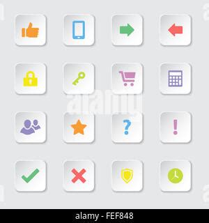 JPEG Colorful Web Icon Set On White Rounded Rectangle Button With Soft Shadow Stock Photo Alamy