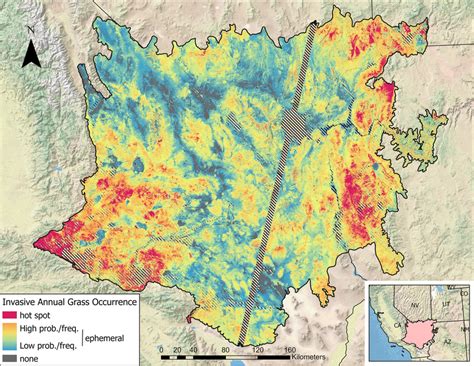 Map Of Invasive Annual Grass Occurrence In The Mojave Desert Outlined