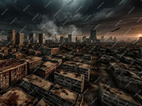 Premium Ai Image Horror Zombie Apocalypse Scene With Abandoned City