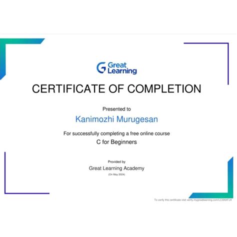 Kanimozhi M On Linkedin Hi All I Have Successfully Completed The C For Beginners Course