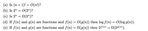 Solved Points Asymptotic Notation Exercise Explain Why Chegg