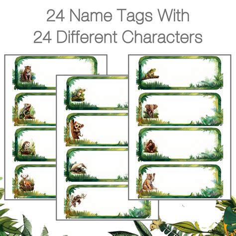 Jungle Theme Classroom Name Tags Printable Name Tags For Kindergarten