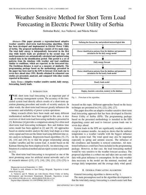 Weather Sensitive Method For Short Term Load Forecasting In Electric