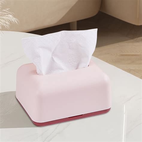 Clear Plastic Tissue Box Cover Waterproof Organizer For Kitchen And Bathroom Pink Storage Box