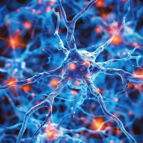 Digital Illustration Of Neural Synapses With Vibrant Glows Representing