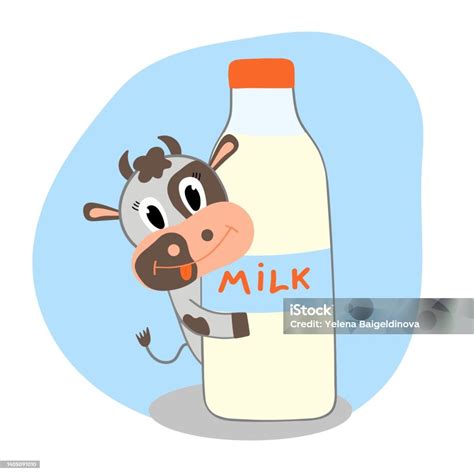 세계 우유의 날 귀여운 젖소가 우유 한 병을 들고 있습니다 6월 1일 휴일 건강 식품 로고 라벨 배지 또는 디자인 벡터 일러스트레이션 0명에 대한 스톡 벡터 아트 및 기타