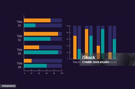 Clustered Column Infographic Chart Design Template Set For Dark Theme