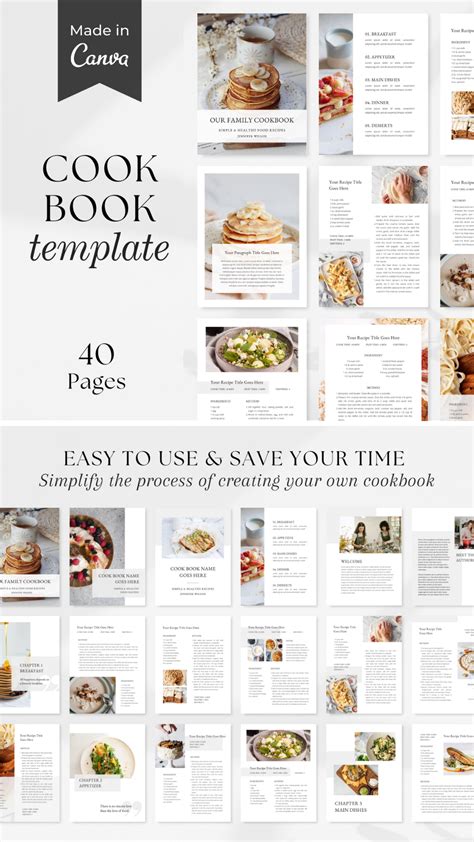recipe book template canva cookbook template recipe ebook template meal