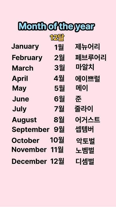Month Of The Year 12달 영어로12달배우기 영어공부 영어쉐도잉 English Monthly