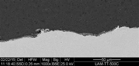 Sem Bse Image Showing The Tiny Intermetallic Layer At The Interface
