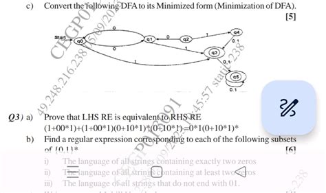 C Convert The FollowingDFA To Its Minimized StudyX