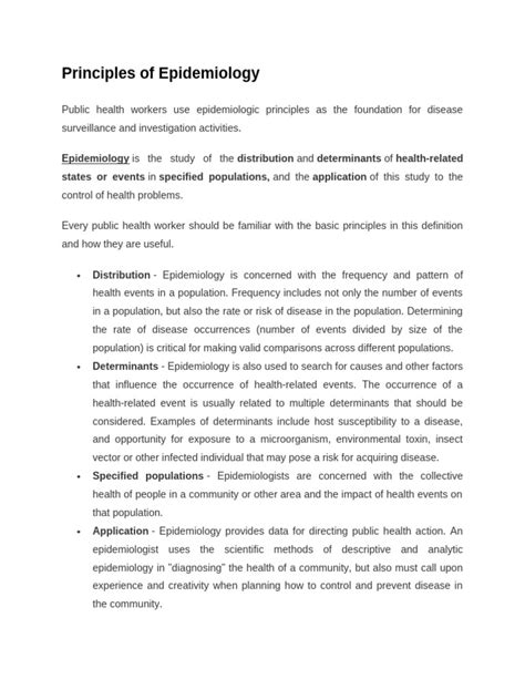 Principles Of Epidemiology Pdf Epidemiology Infection