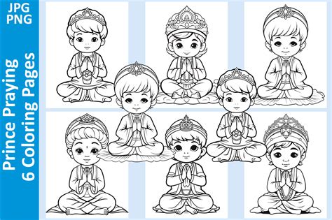 Prince Praying 6 Coloring Pages Graphic By Oxygenplr · Creative Fabrica