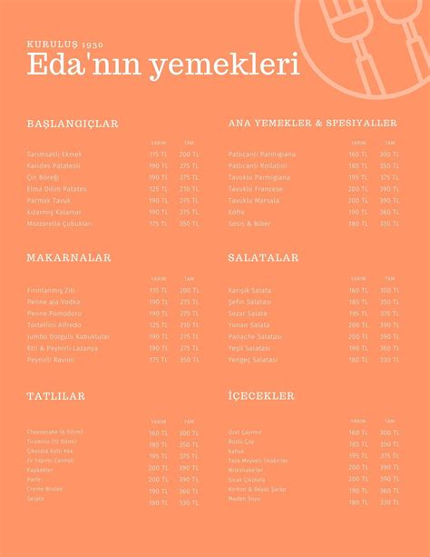 Catering Menü Örnekleri Ücretsiz Şablonlar Canva