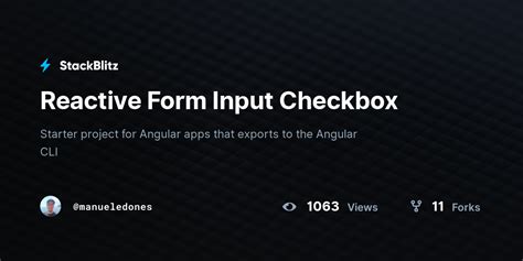 Reactive Form Input Checkbox Stackblitz
