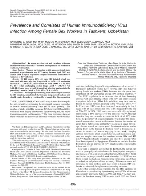 Pdf Prevalence And Correlates Of Human Immunodeficiency Virus