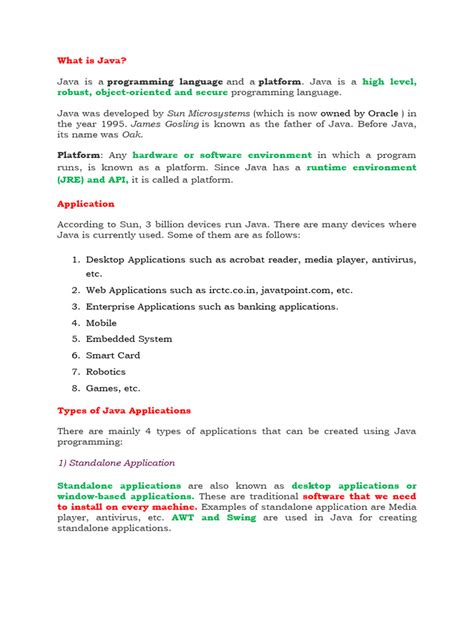 Java Full Notes Pdf Java Programming Language Data Type