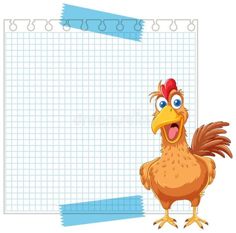 A Happy Chicken In Front Of A Notepad Stock Vector Illustration Of