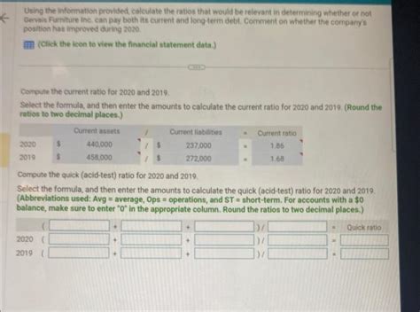 Solved Using the information provided, calculate the ratios | Chegg.com