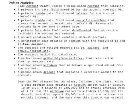 solved o problem description the account class design a