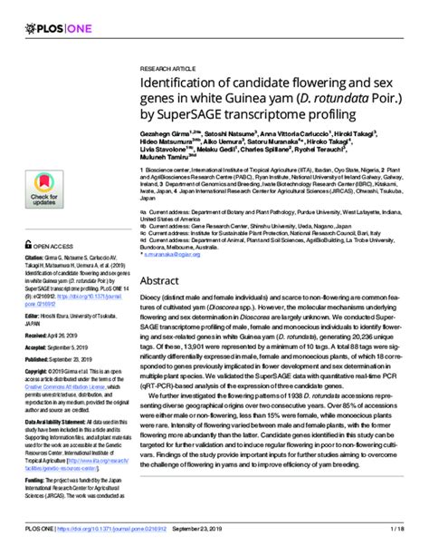 Pdf Identification Of Candidate Flowering And Sex Genes In White