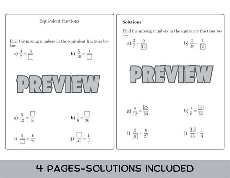 Equivalent Fractions Answers Find The Number That Makes An Equivalent