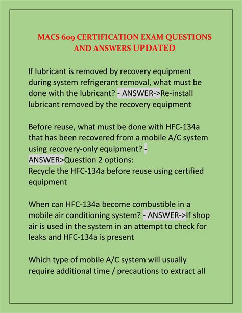 Macs 609 Certification Exam Questions And Answers Exams Nursing Docsity