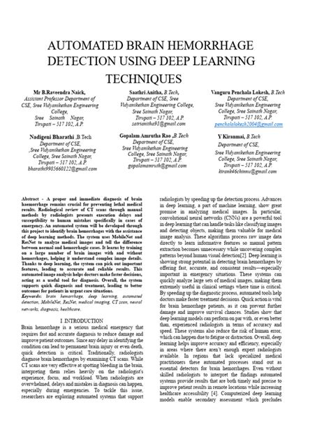 Deep Learning For Brain Hemorrhage Detection Pdf Deep Learning