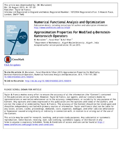 Pdf Approximation Properties For Modified Q Bernstein Kantorovich