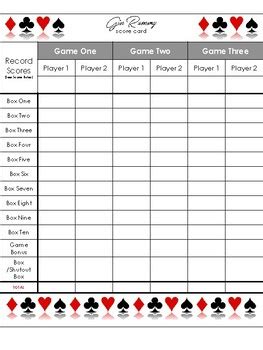 Printable Shanghai Card Game Score Sheet Jafcs