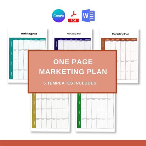 Marketing Plan Template One Page Pdf And Word