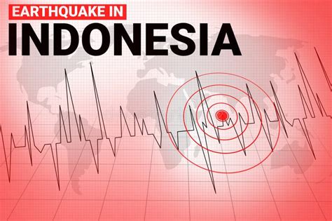 Earthquake In Indonesia Background With Graph And World Map Stock