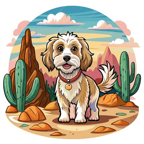 Premium Vector Cockapoo Dog Supportive Goes Desert Vector