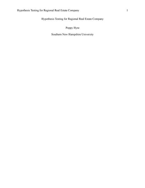 Mat 240 Module Five Assignment Hypothesis Testing For Regional Real