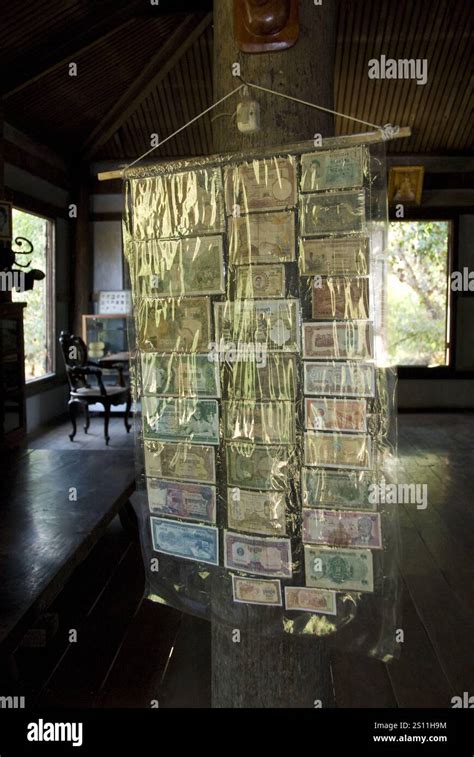 Old Cambodian Currency Is Displayed At Khor Sang House Wat Kor Village