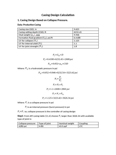 Casing Design Calculation 2 1 Pdf Pressure